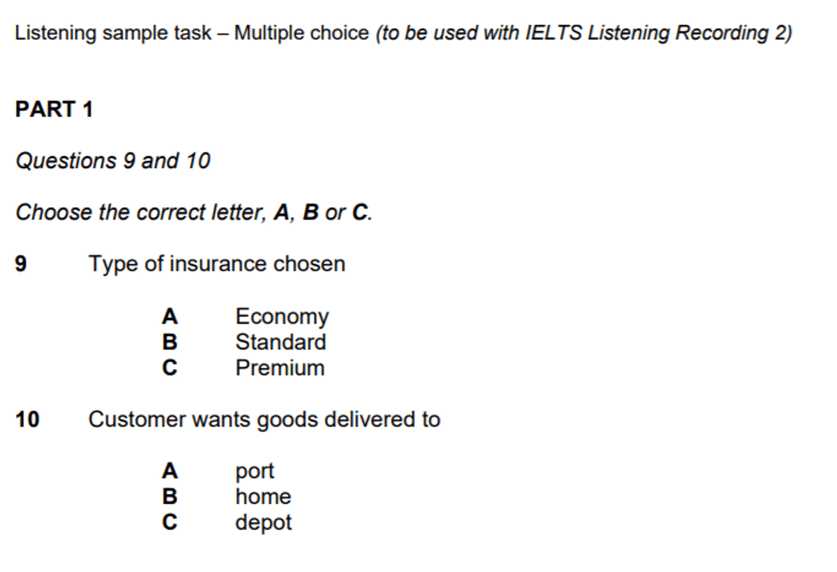 Listening Sample 2 Task - ESL 2000002